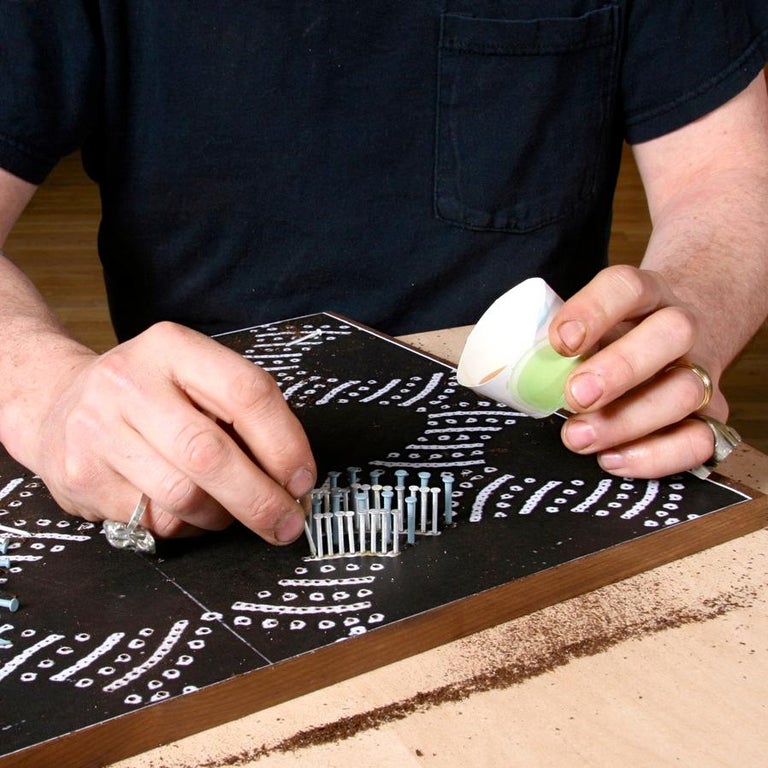 Modern Contemporary Nail Inlay Bench No. 301 by Peter Sandback walnut ...