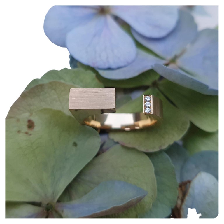 Modern, contemporary ring 14k gold with 0, 015ct diamonds by Manon ter ...