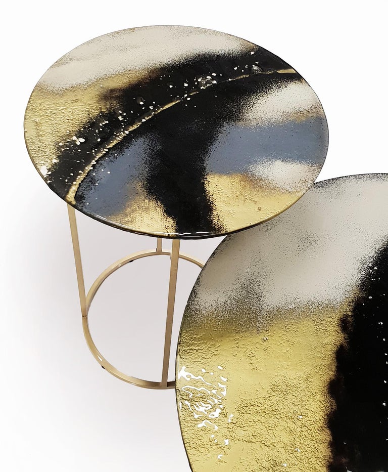 Modern Contemporary Round Coffee Tables Murano Glass in Gold, Black and ...