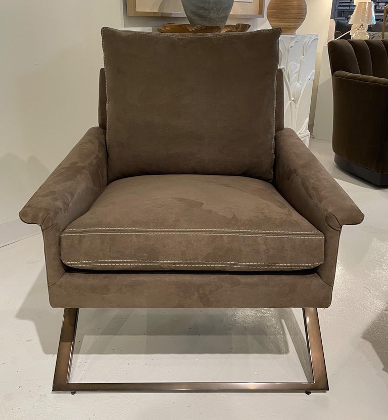 Modern Contemporary X Metal Base Lounge Chair For Sale at 1stDibs