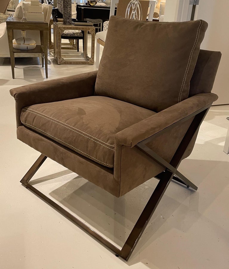 Modern Contemporary X Metal Base Lounge Chair For Sale at 1stDibs