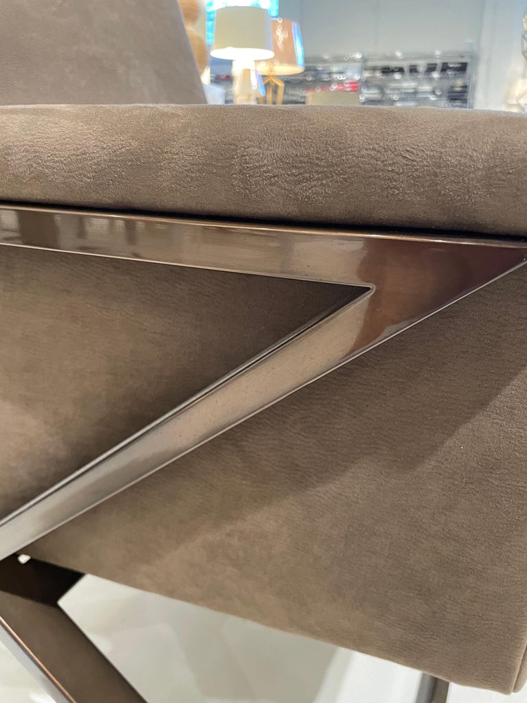Modern Contemporary X Metal Base Lounge Chair For Sale at 1stDibs