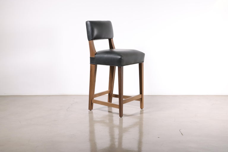 Modern Counter Stool in Argentine Exotic Wood and Leather from ...