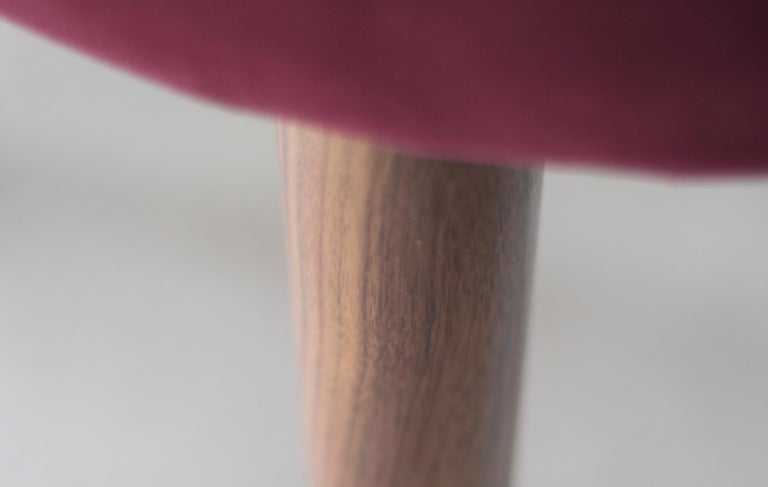 Modern Cranberry Velvet Fabric Chair with Walnut Base For Sale at ...