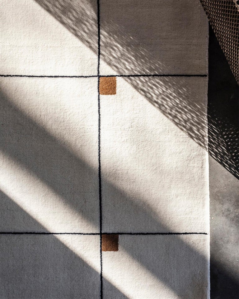 Modern Cream, Wool Cut Pile Rug in Scandinavian Design For Sale at 1stDibs