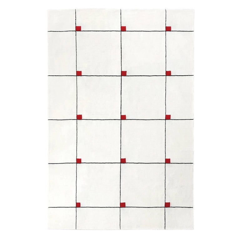 Modern Cream, Wool Cut Pile Rug in Scandinavian Design For Sale at 1stDibs