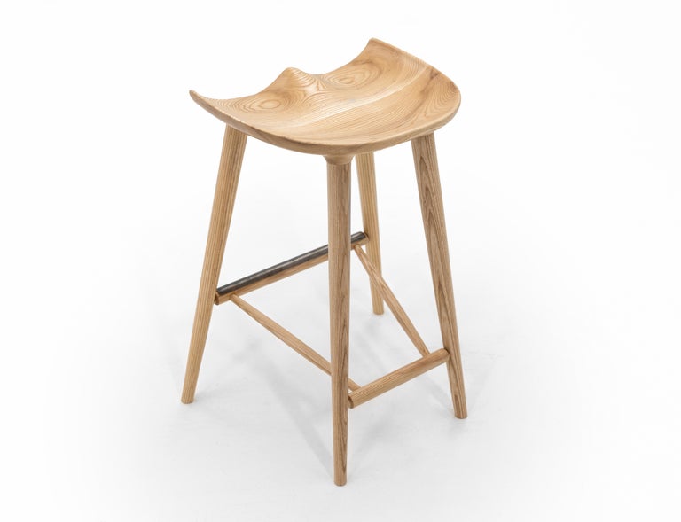 Modern Cruz Stool in Black Walnut Wood, by Goebel For Sale at 1stDibs