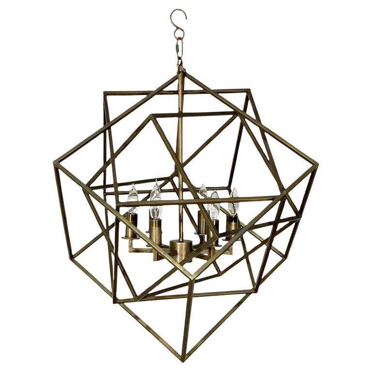 Modern Cubist Cage Chandelier For Sale at 1stDibs