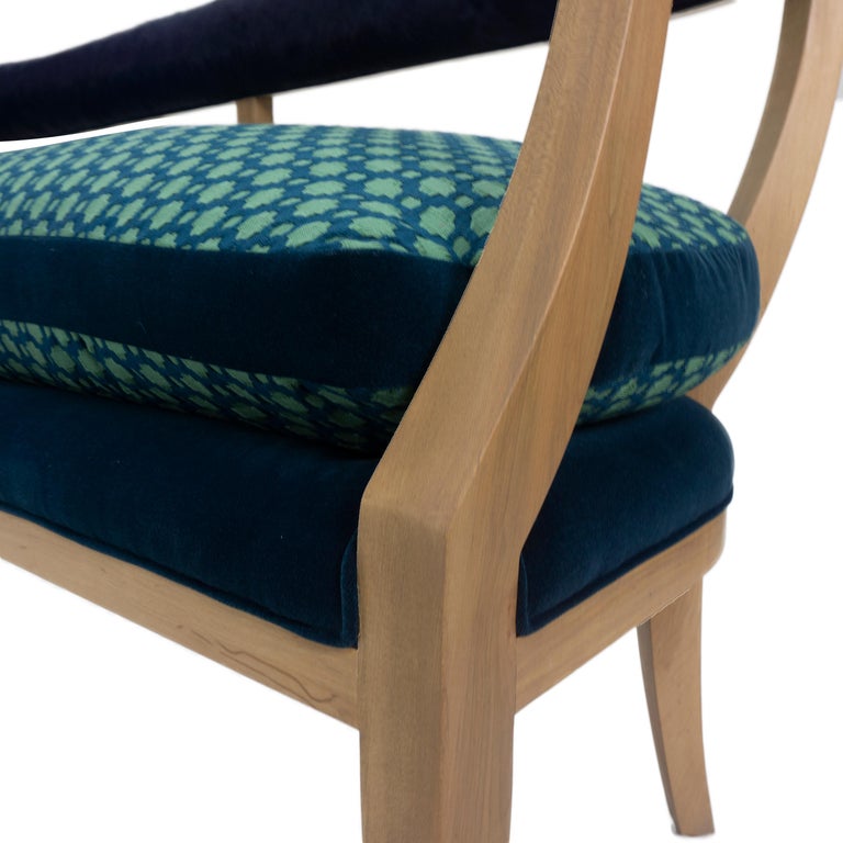 Modern Curved Back Dining Bench with Cowhide Backing at 1stDibs ...