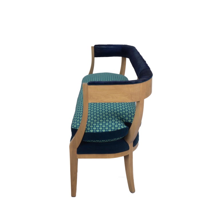 Modern Curved Back Dining Bench with Cowhide Backing at 1stDibs ...