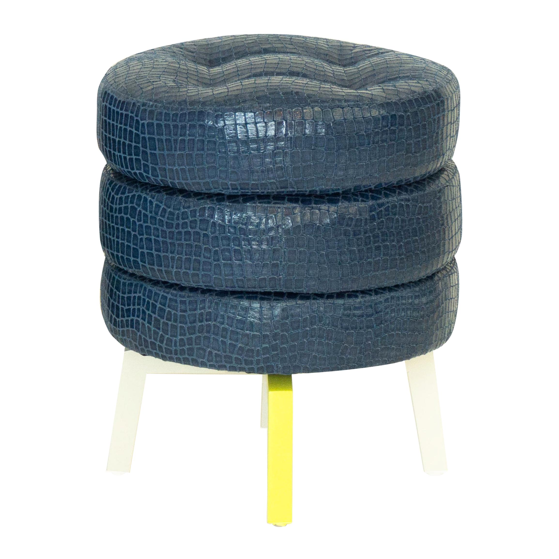 Green Tufted Ottoman on Casters at 1stDibs