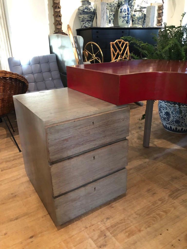 Modern Custom Leather and Cerused Oak L-Shaped Desk at 1stDibs | custom ...