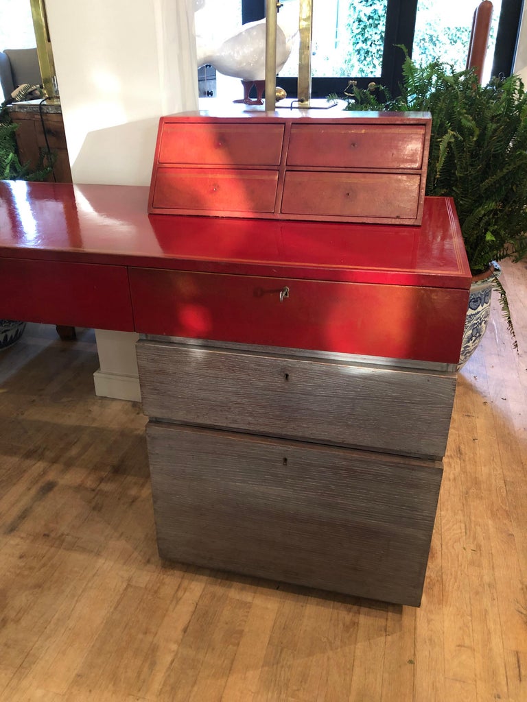 Modern Custom Leather and Cerused Oak L-Shaped Desk at 1stDibs | custom ...