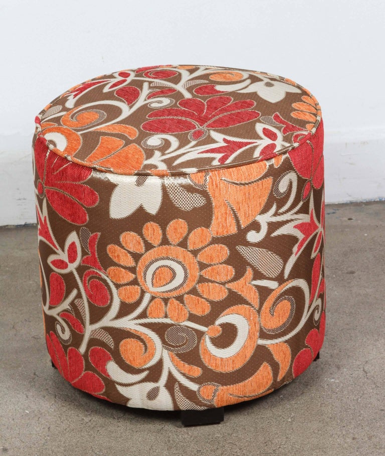 Post Modern Cylindrical Moroccan Pouf Upholstered Stool in Bold ...