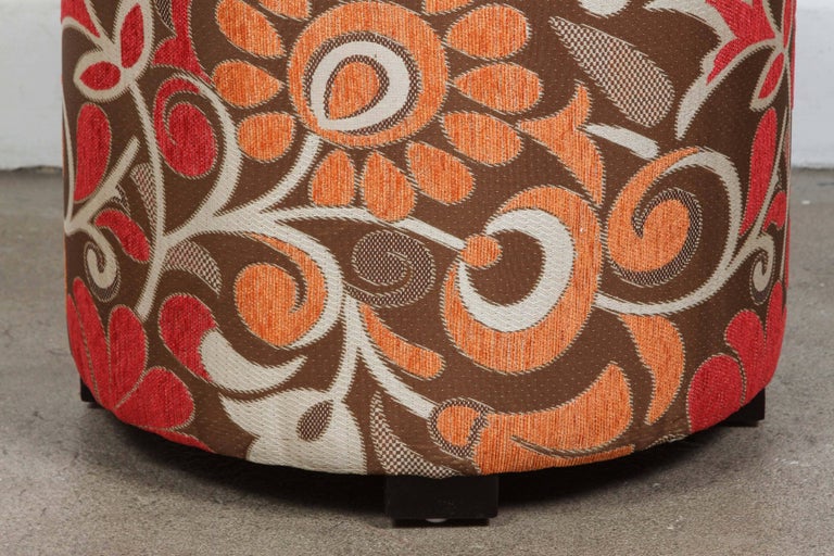 Post Modern Cylindrical Moroccan Pouf Upholstered Stool in Bold ...