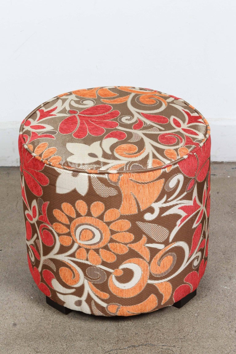 Post Modern Cylindrical Moroccan Pouf Upholstered Stool in Bold ...