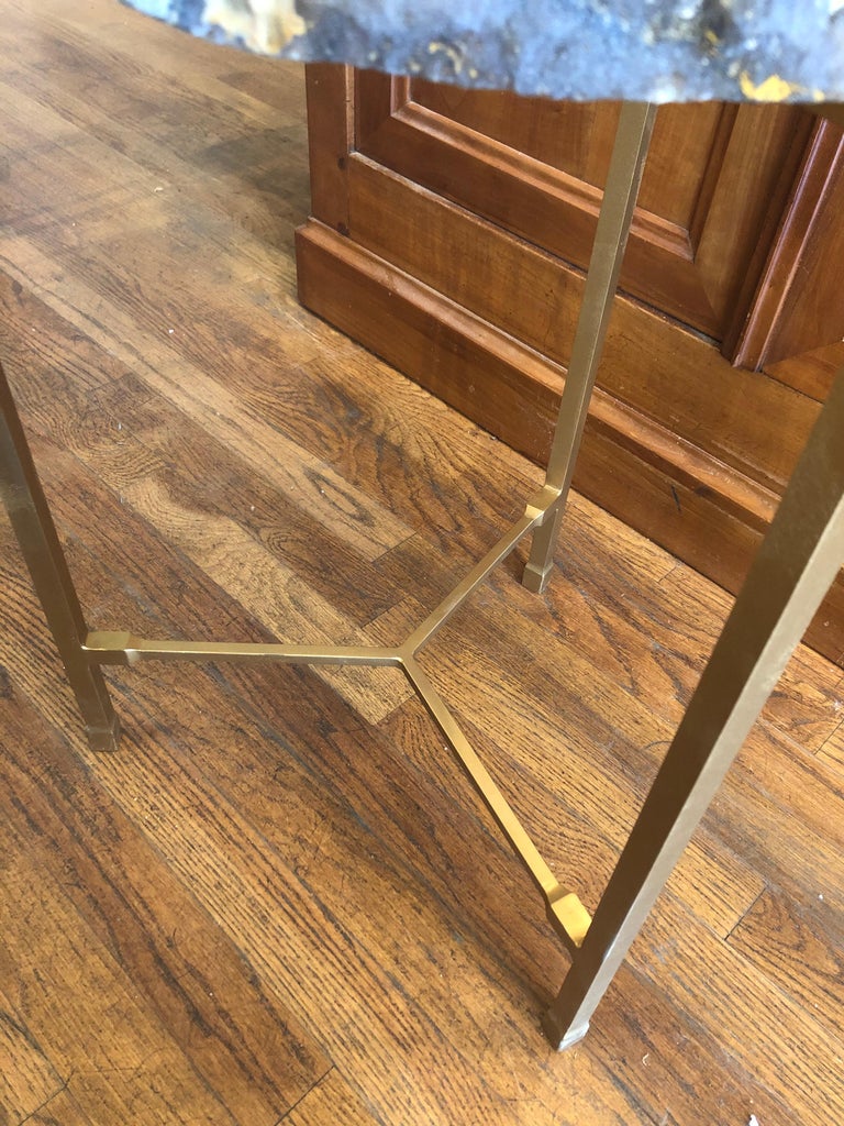 Modern Dark Gray and White Quartz End Table with Exposed Crystal Center ...