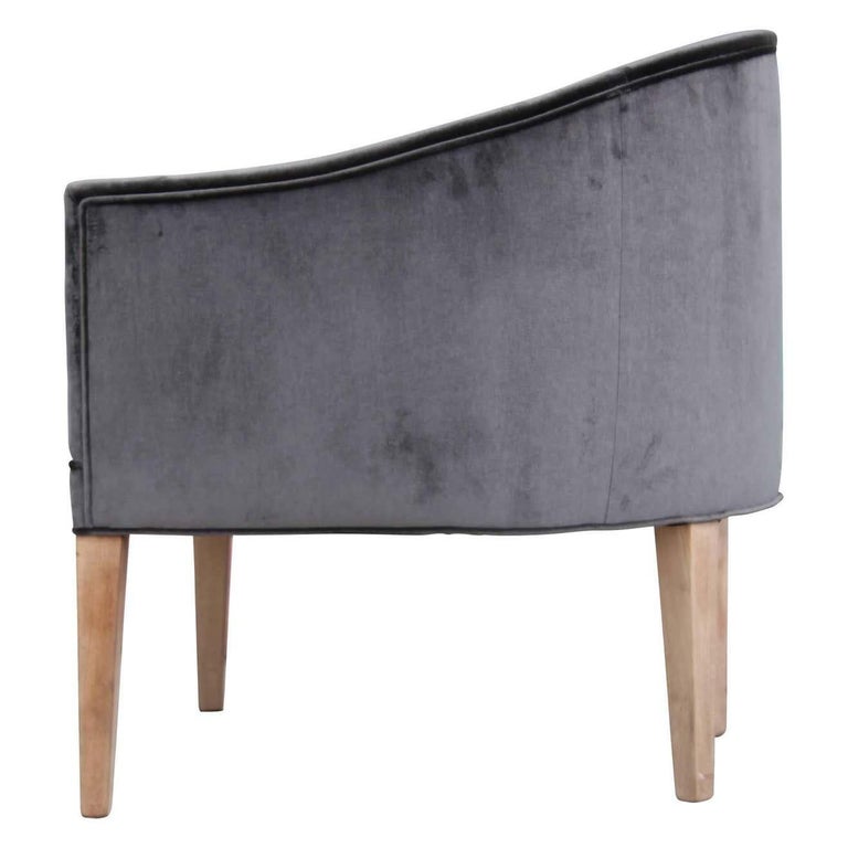Modern Dark Grey Velvet Barrel Back Lounge Chair For Sale at 1stDibs ...