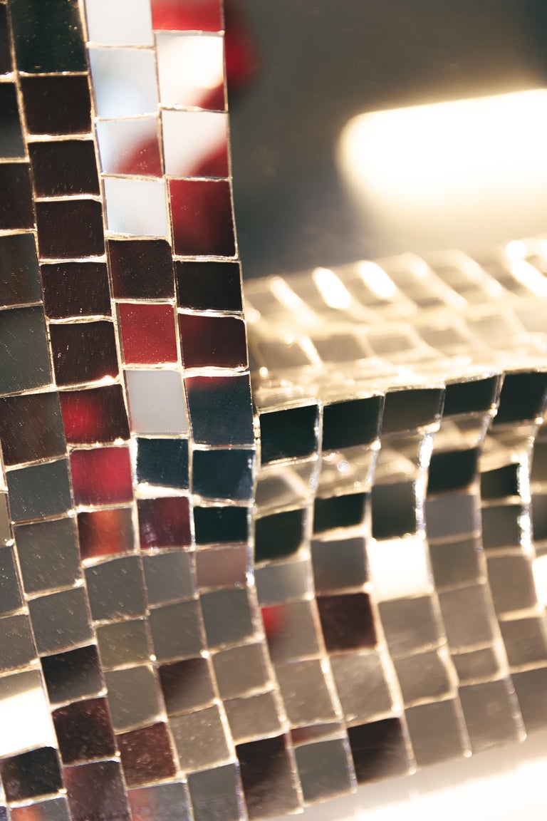 Modern Davide Medri for Dilmos Square Table Mirror Silver Glass Mosaics ...