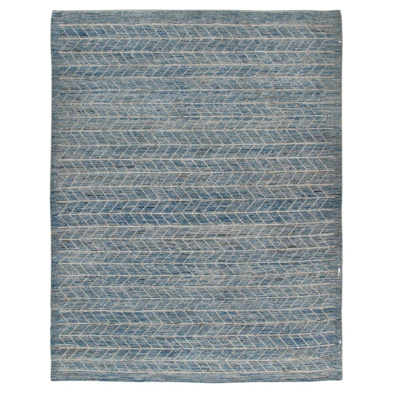 Modern Decorative Allover Pattern Blue Rug For Sale at 1stDibs