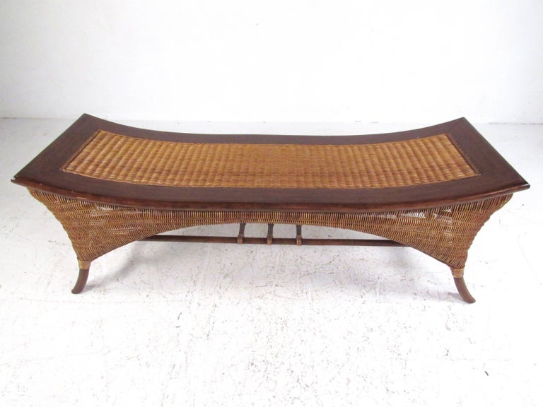 Modern Decorator Wicker Bench For Sale at 1stDibs | modern wicker bench ...