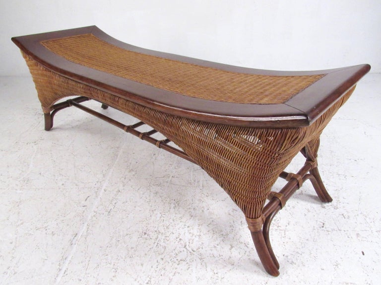 Modern Decorator Wicker Bench For Sale at 1stDibs | modern wicker bench ...