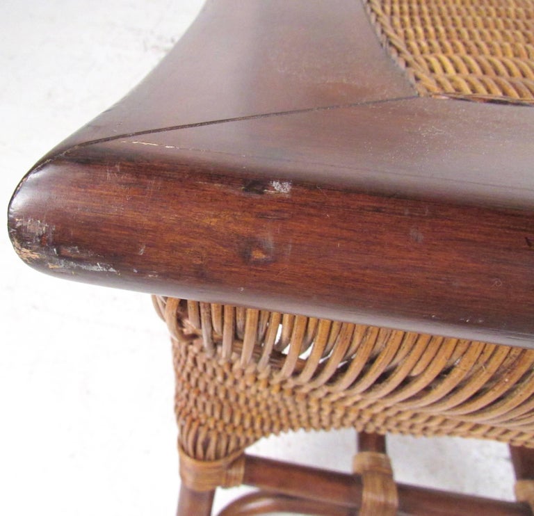 Modern Decorator Wicker Bench For Sale at 1stDibs | modern wicker bench ...