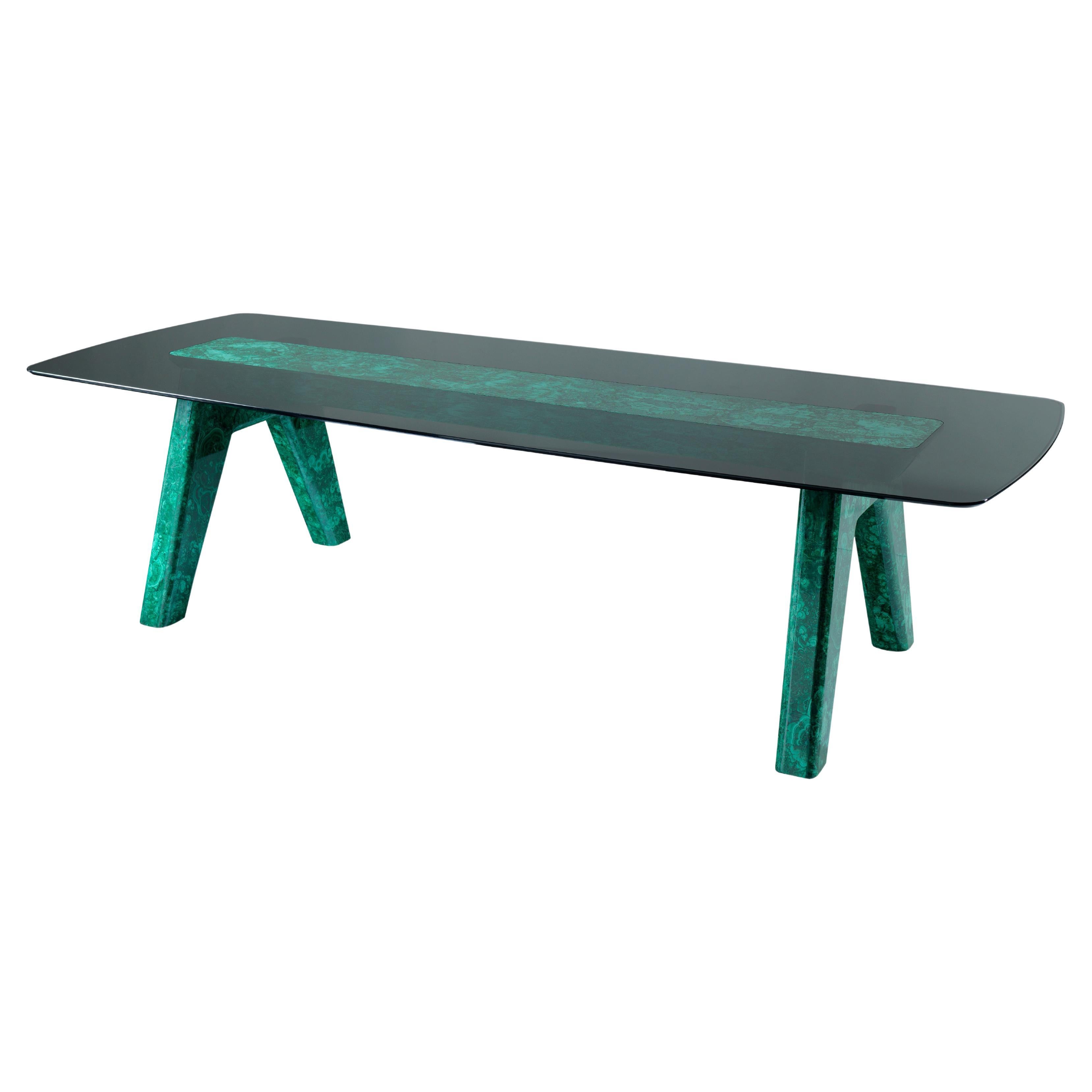 Modern Circular Dinning Table, Brass Legs, and Glass Top For Sale at ...
