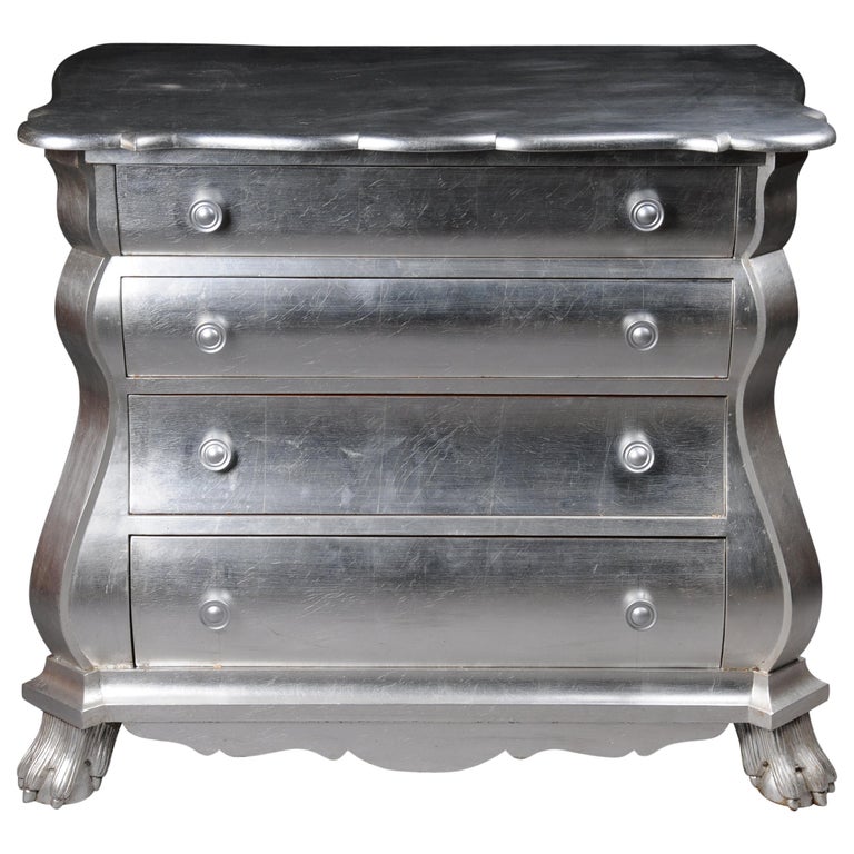 Modern Designer Baroque Chest of Drawers, Silver Leaf For Sale at ...