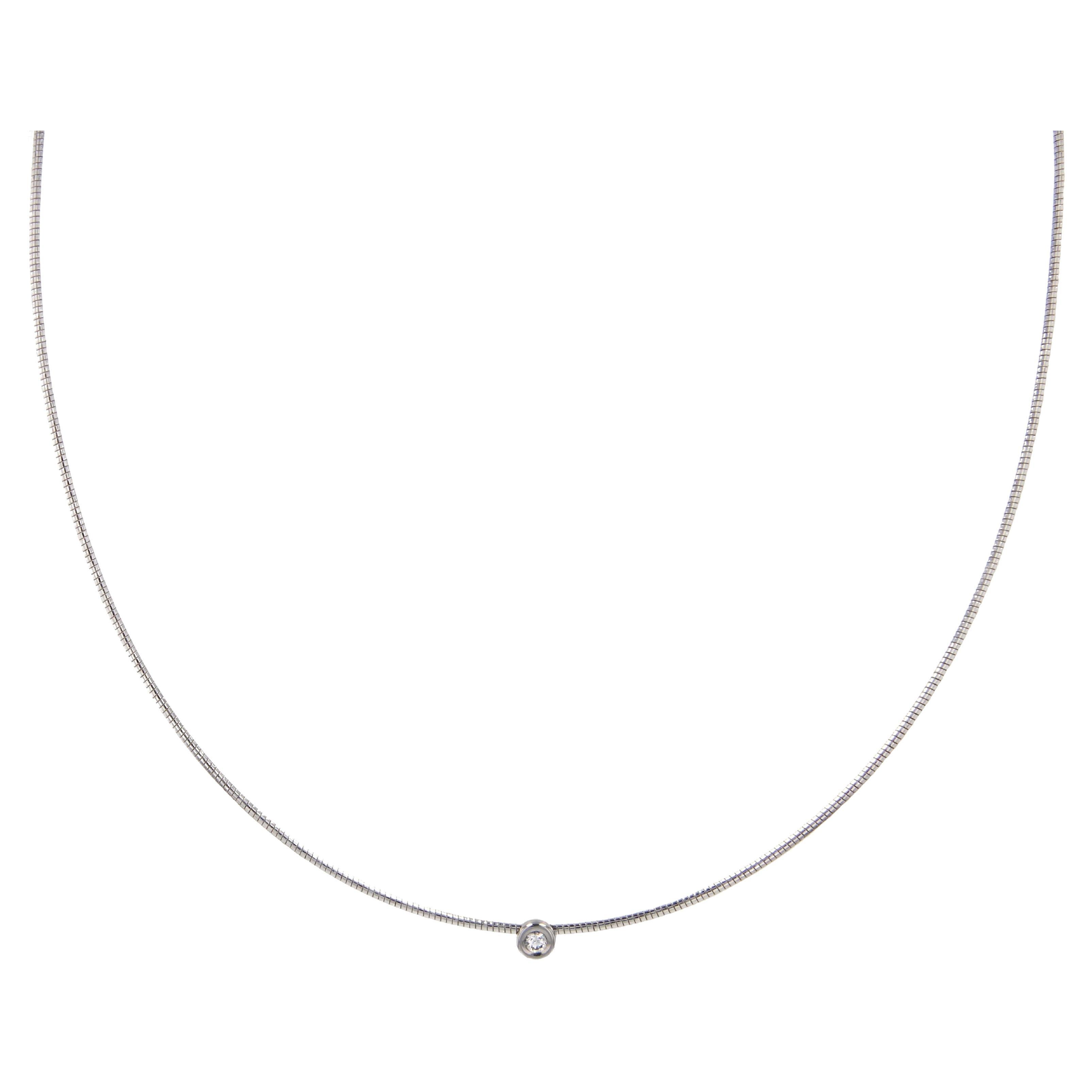 Modern Diamond 18 Karat White Gold Cable Necklace For Sale at 1stDibs