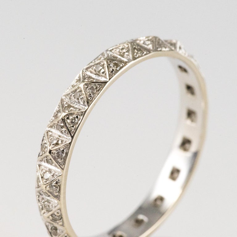 Modern Diamond 18 Karat White Gold Pyramid Pattern DJULA Wedding Ring ...