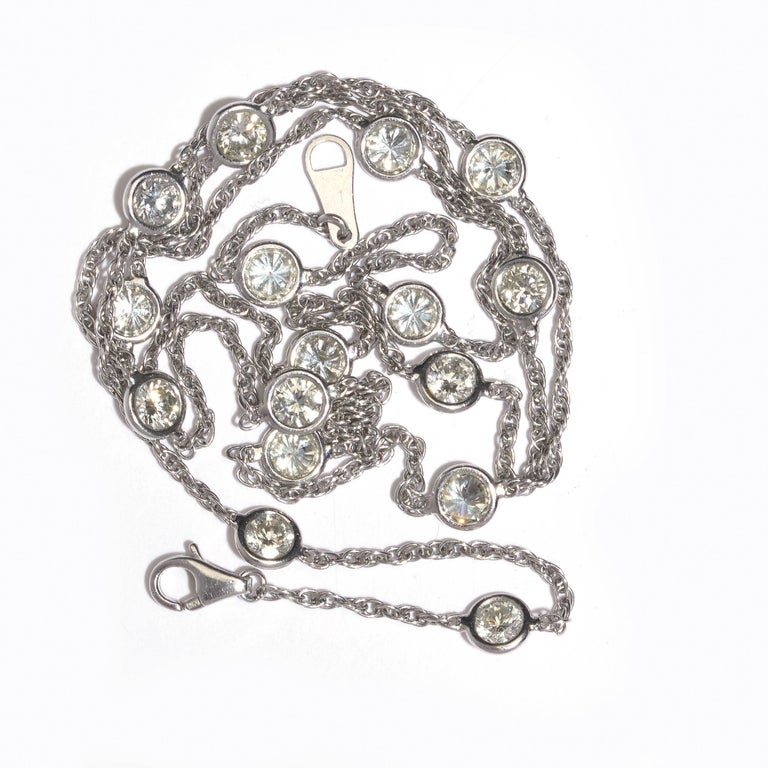 Modern Diamond and Platinum Chain Necklace, 3.78 Carats For Sale at 1stDibs