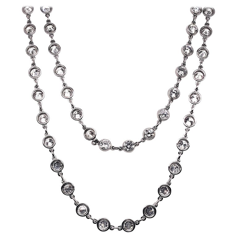 Modern Diamond and Platinum Chain Necklace, 7.77 Carat For Sale at 1stDibs