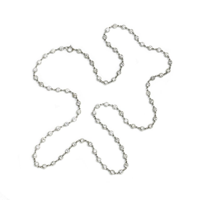 Modern Diamond and Platinum Chain Necklace, 7.77 Carat For Sale at 1stDibs