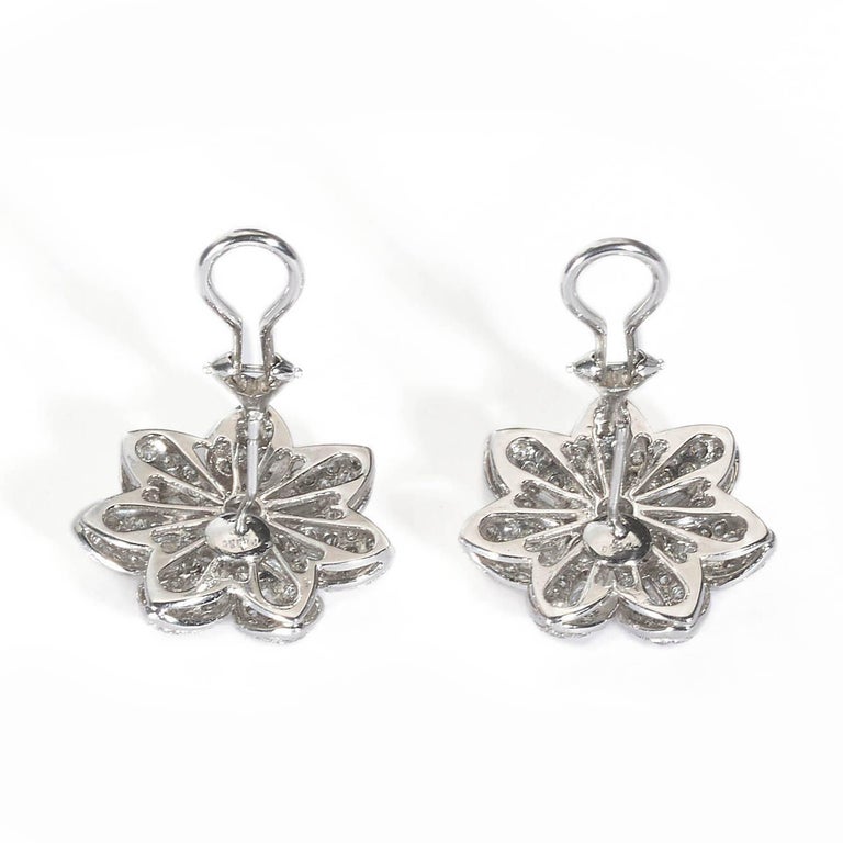Modern Diamond and Platinum Flower Earrings, 2.75 Carats For Sale at ...