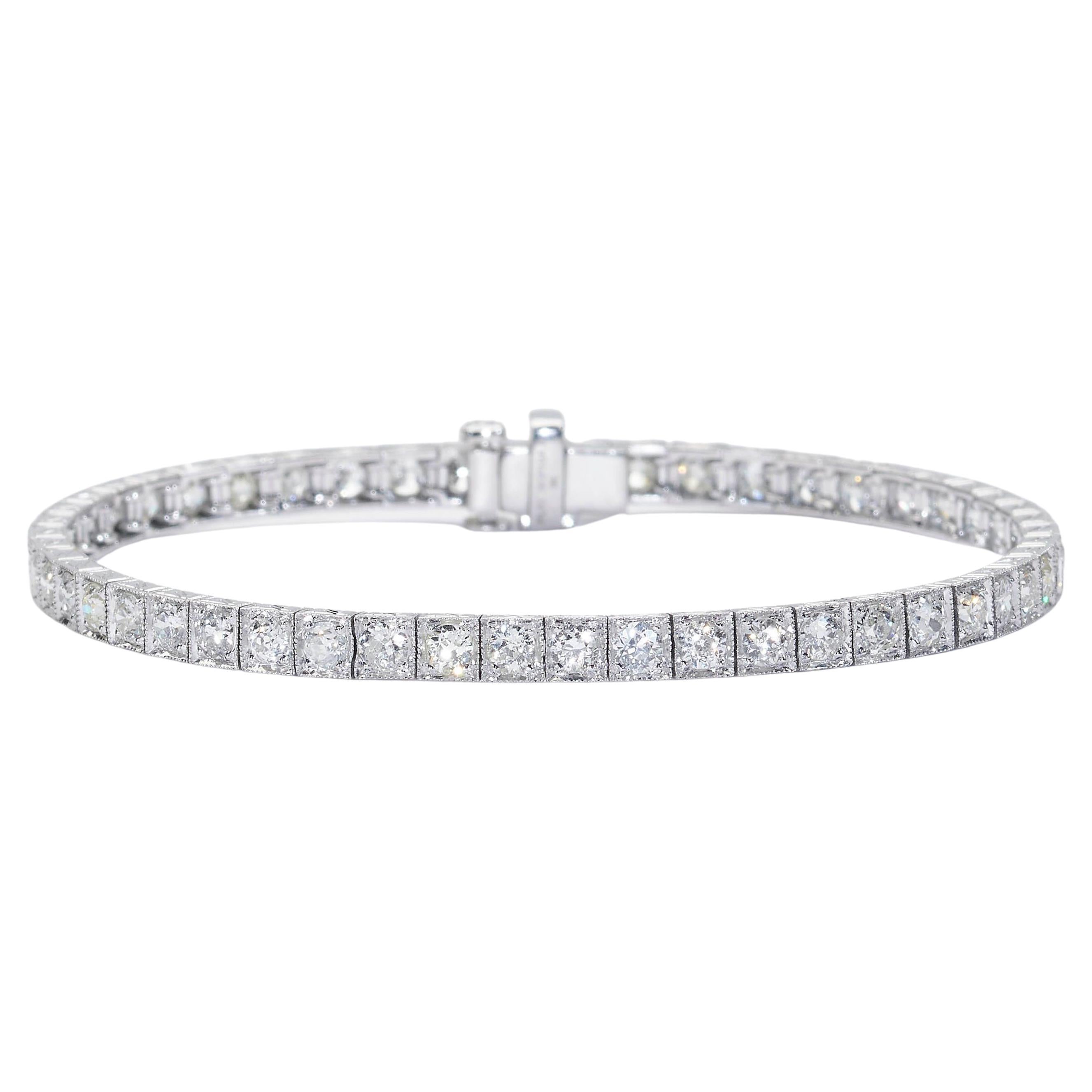 Antique Platinum Line Diamond Bracelet by Marcus and Co. at 1stDibs