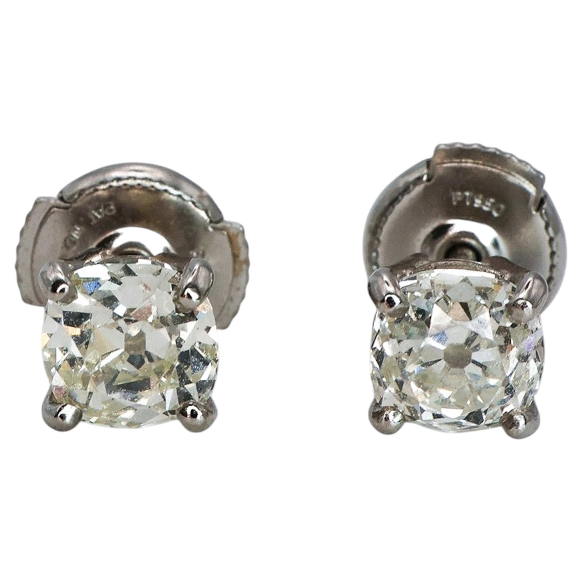 Art Deco style diamond platinum studs For Sale at 1stDibs