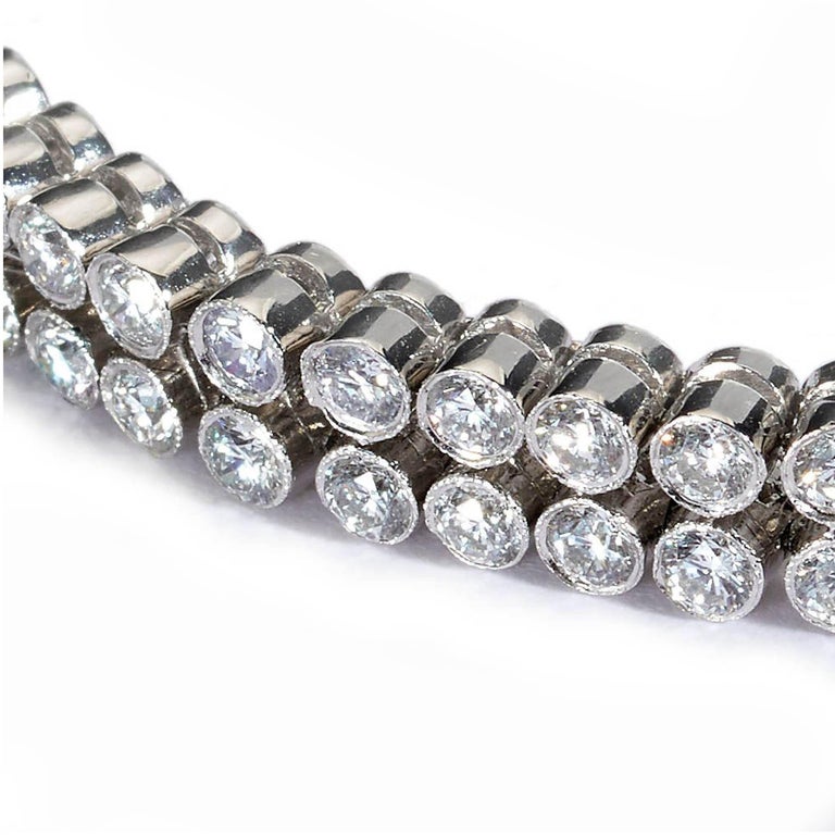 Modern Diamond and Platinum Two Row Bracelet, 8.59 Carats For Sale at ...