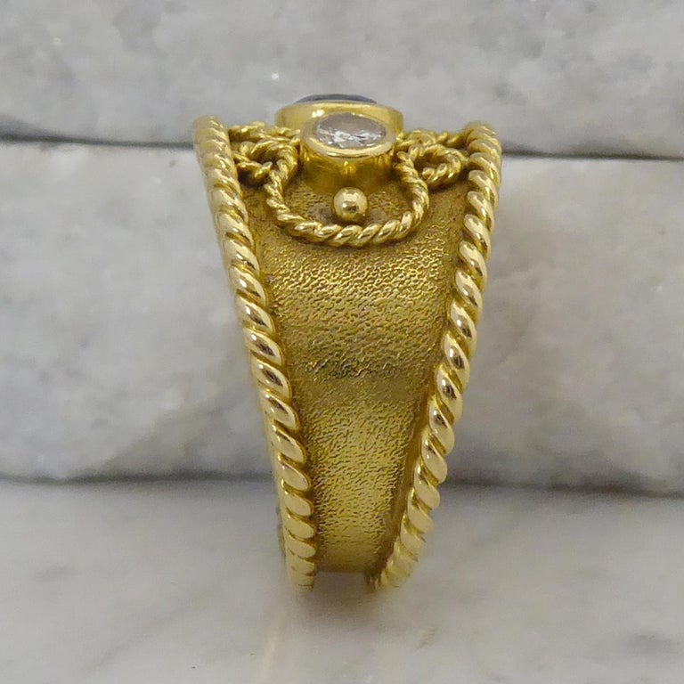 Modern Diamond and Sapphire Byzantine Style Ring at 1stDibs