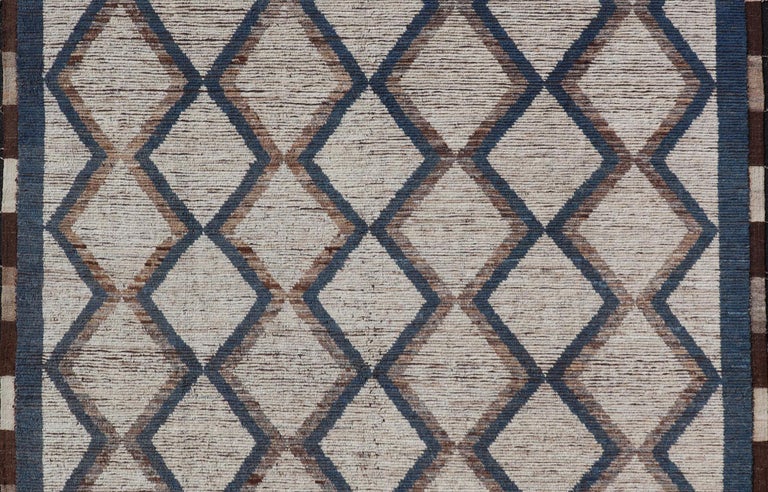 Modern Diamond Design in, off White, Stone Blue, Light Brown Colors For ...