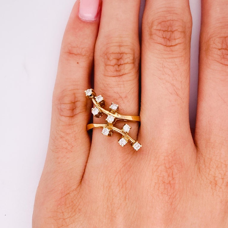 Modern Diamond Ring with 9 Diamonds .65 Carats Low Profile in 14 Karat ...