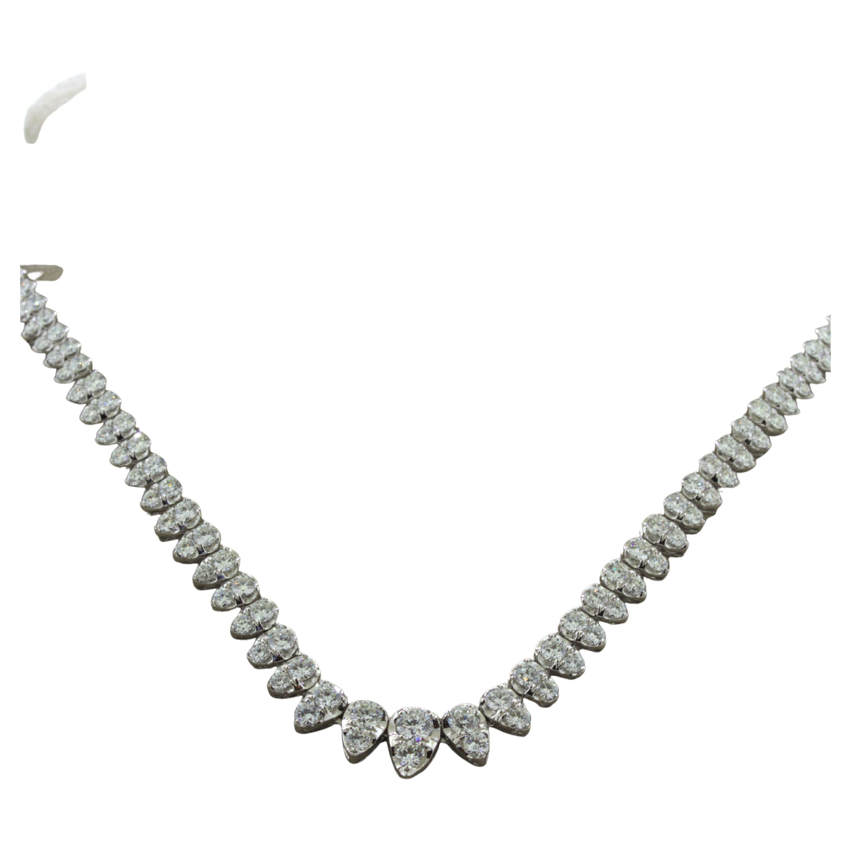 18K White Gold Double Row Diamond Necklace For Sale at 1stDibs