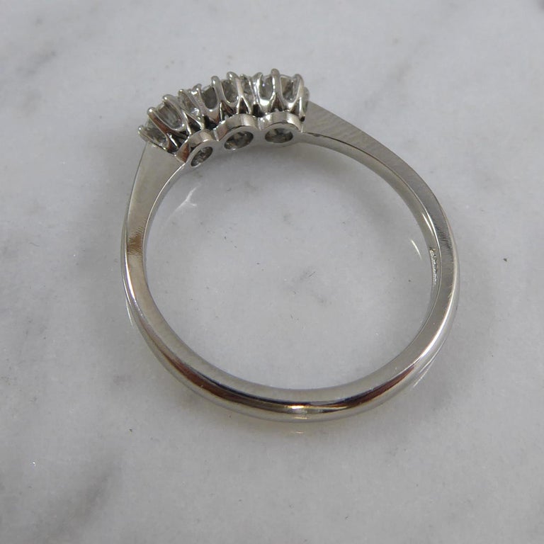 Modern Diamond Three-Stone Ring Set in Platinum, Trilogy Design at 1stDibs