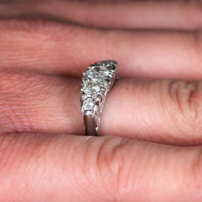 Modern Diamonds 18 Karat White Gold Garter Ring For Sale at 1stDibs