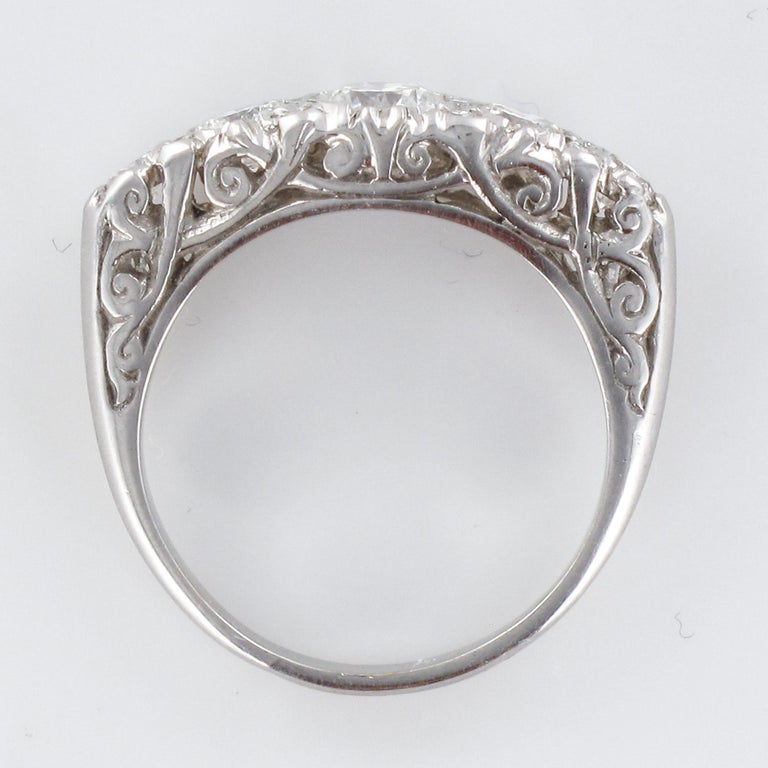Modern Diamonds 18 Karat White Gold Garter Ring For Sale at 1stDibs