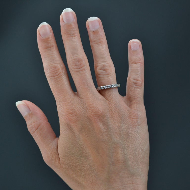 Modern Diamonds 18 Karat White Gold Half Wedding Ring For Sale at 1stDibs