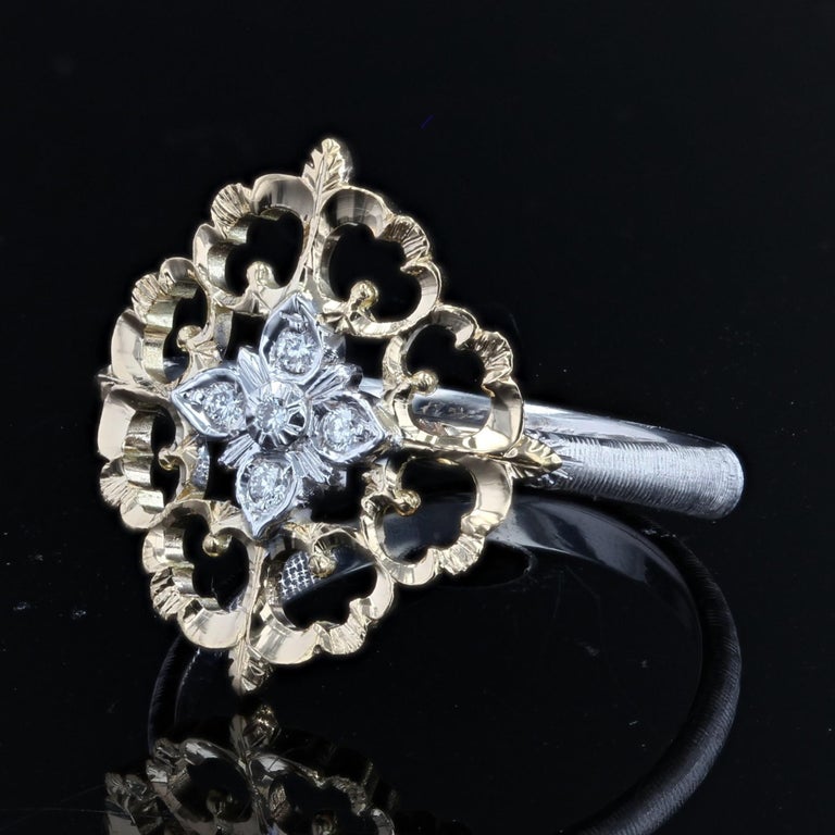 Modern Diamonds 18 Karat Yellow White Arabesque Ring Large Model For Sale at 1stDibs