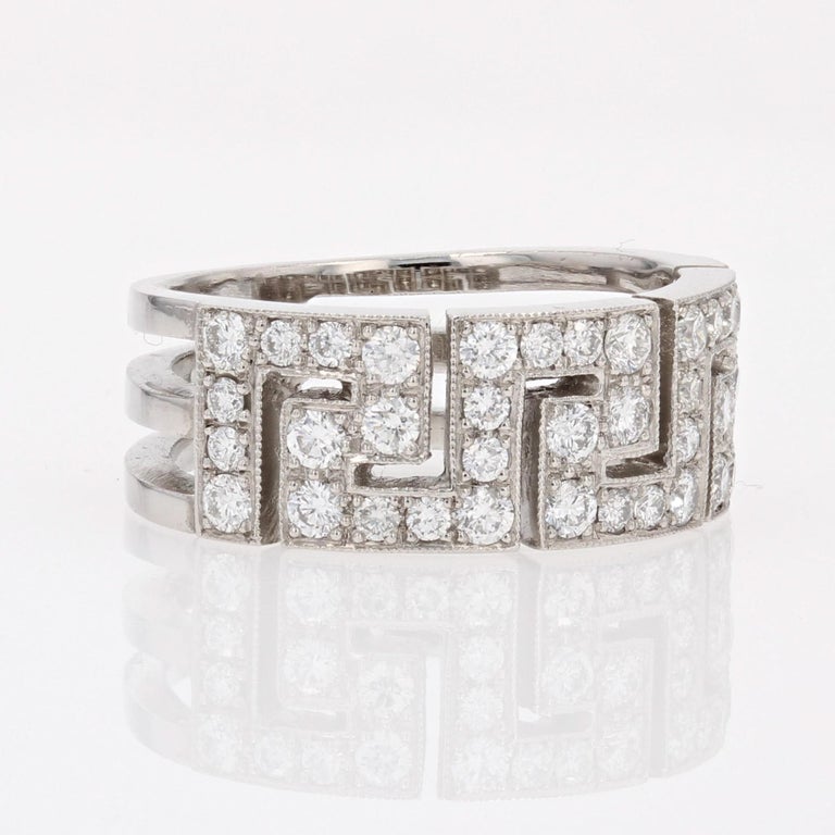 Modern Diamonds Platinum Greek Decoration Ring For Sale at 1stDibs