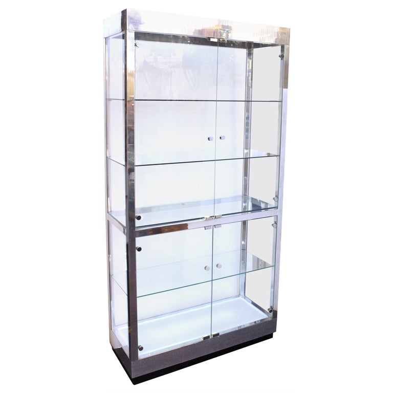 Modern Display Vitrine In Chrome and Glass at 1stDibs