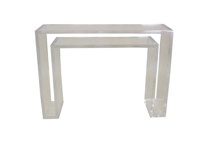 Modern Double Lucite Console Table For Sale at 1stDibs